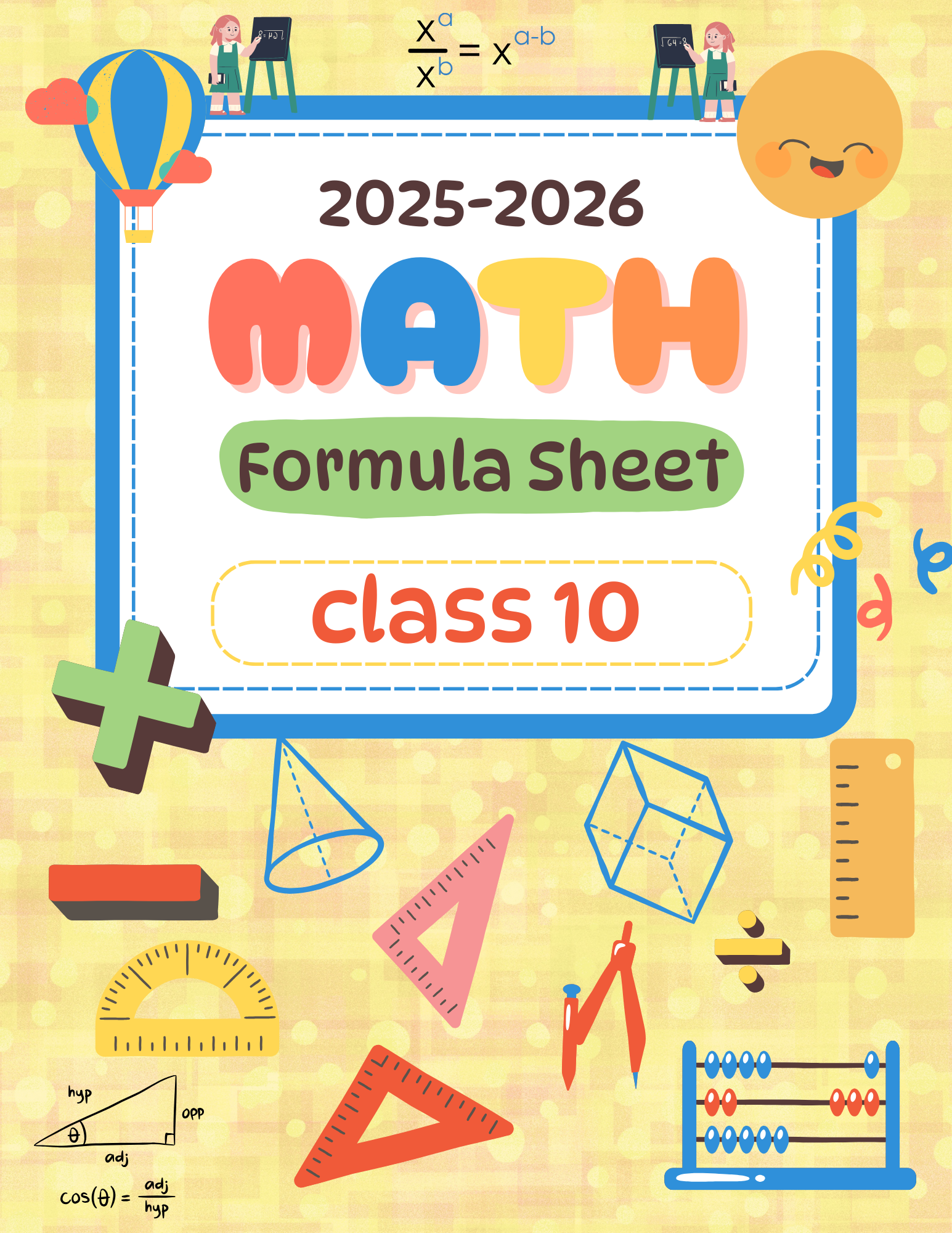 Class 10 Math Formula Sheet 2025-26 | Digital eBook PDFs – Teachflux.in